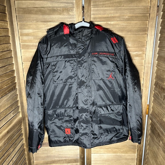 Jordan | Jackets & Coats | Air Jordan Black And Red Puffer Jacket ...